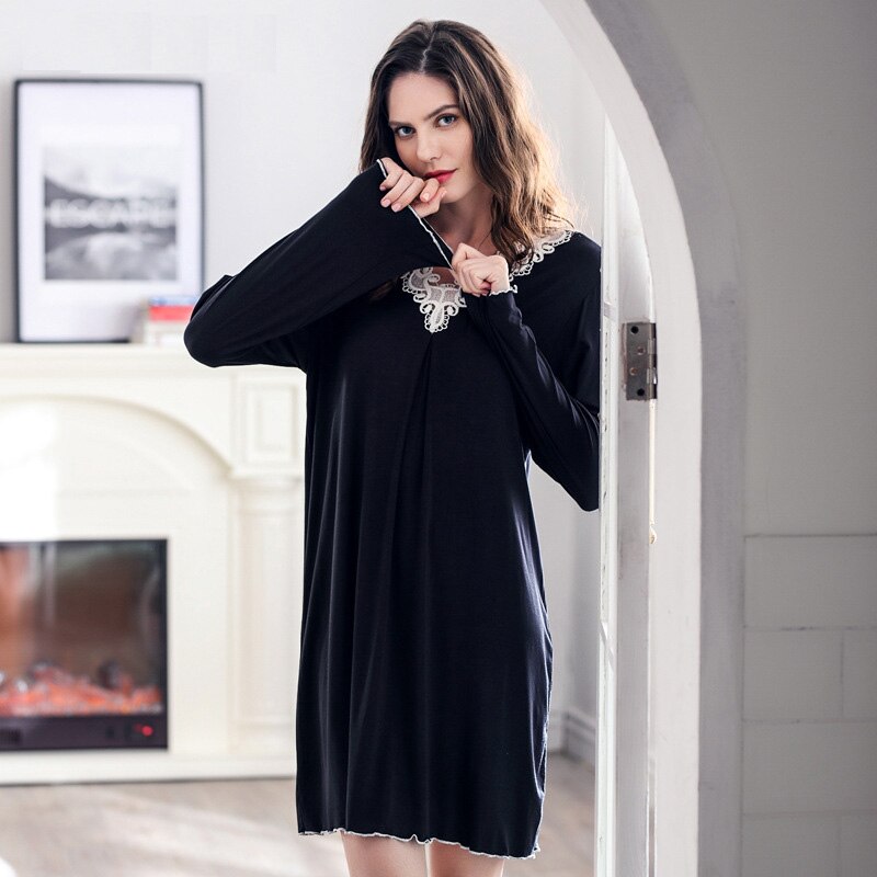 Spring Women Casual Sweet Soft Modal Sleepshirts l... – Vicedeal