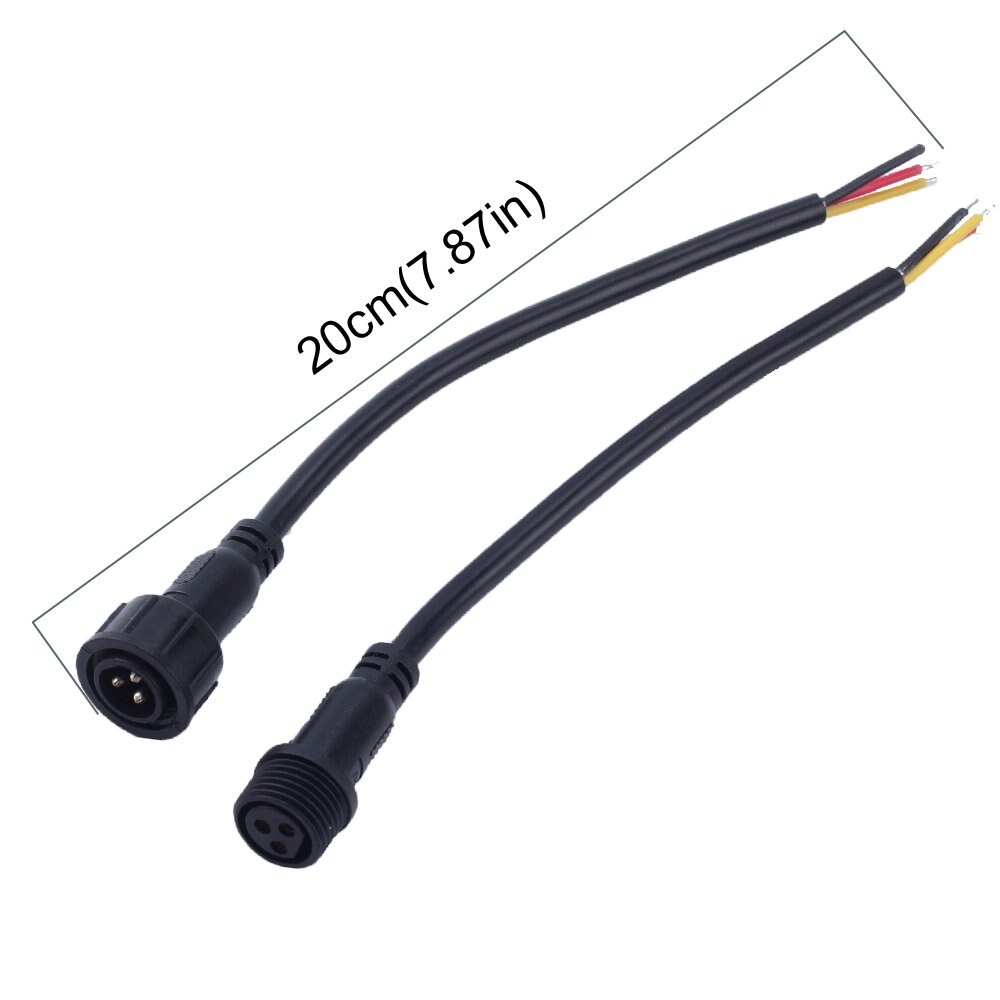 3Core 3pin Black Pigtail Plastics Waterproof IP65 ... – Vicedeal