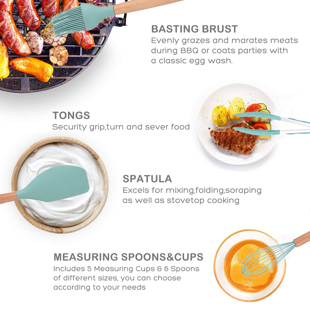 Silicone Kitchenware Cooking Utensils Set Non-stic... – Grandado