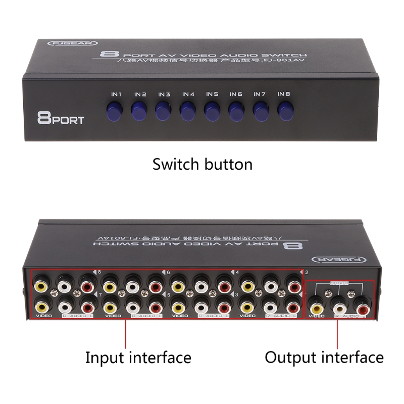 8-Way Av Switch Rca Switcher 8 In 1 Uit Composiet ... – Vicedeal