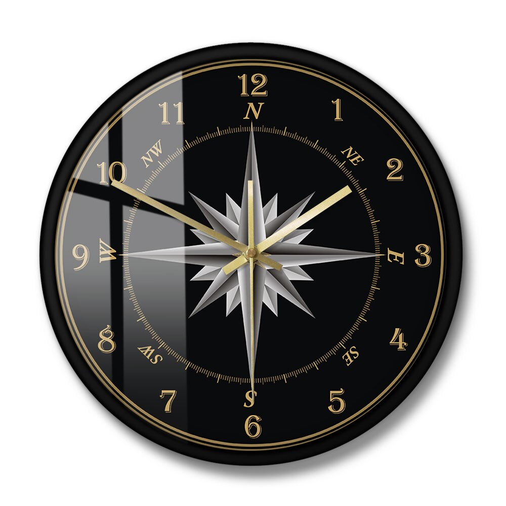 Mariner's Compass Wall Clock Compass Rose Naut... – Grandado