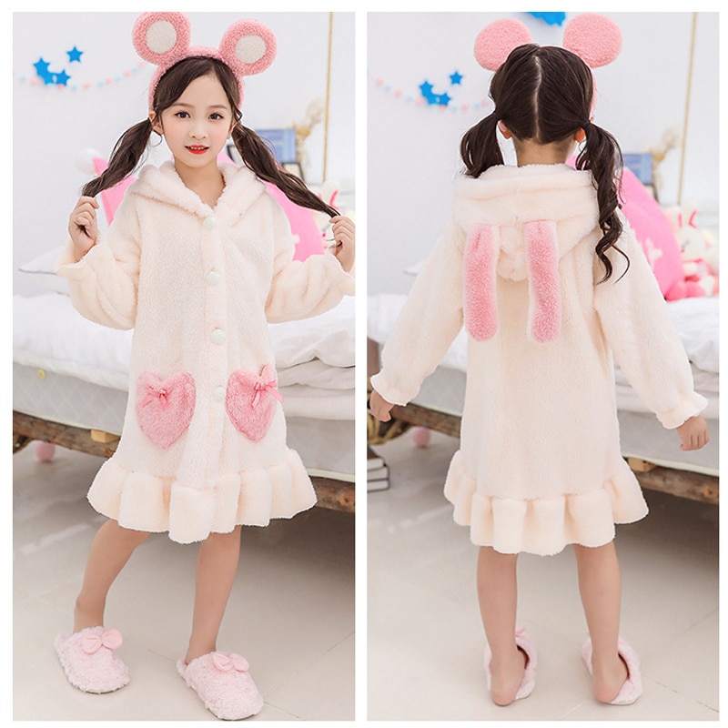 Inverno crianças meninas banho robe flanela com ca... – Vicedeal