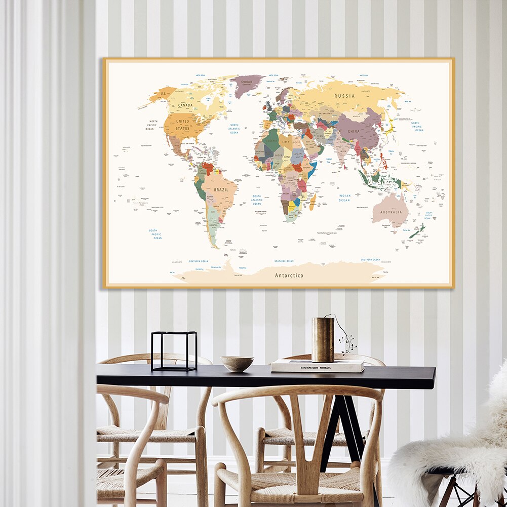 225*150cm The World Map Vintage Non-woven Canvas P... – Grandado