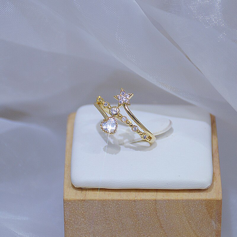 Love Heart Star Open Ring for Women AAA Pave Inlai... – Grandado