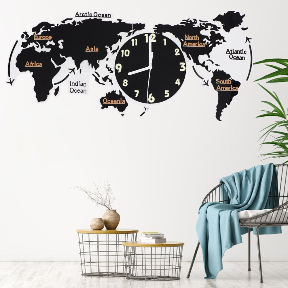 1pc Silent World Map Wall Clock Decorative Home Li... – Vicedeal