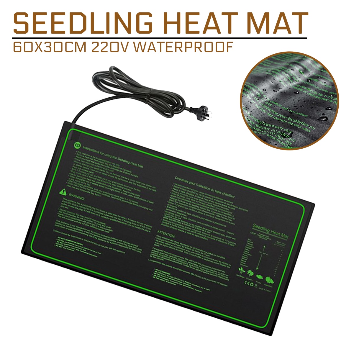 Seedling Heating Mat Waterproof 60x30cm 220V Plant... – Vicedeal