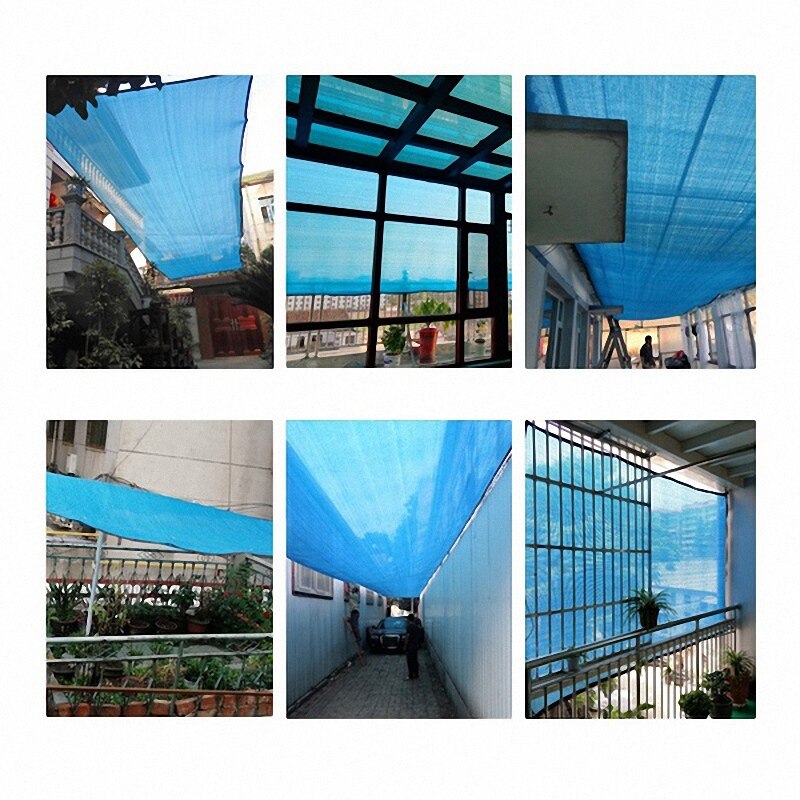 Blue Sunblock Shade Cloth Aped Edge Grommets Garde... – Grandado
