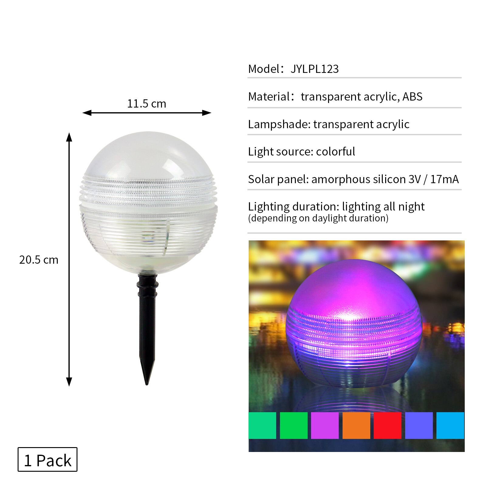 JeeYee Brand Colorful LED Solar Ball Light Floatin... – Grandado