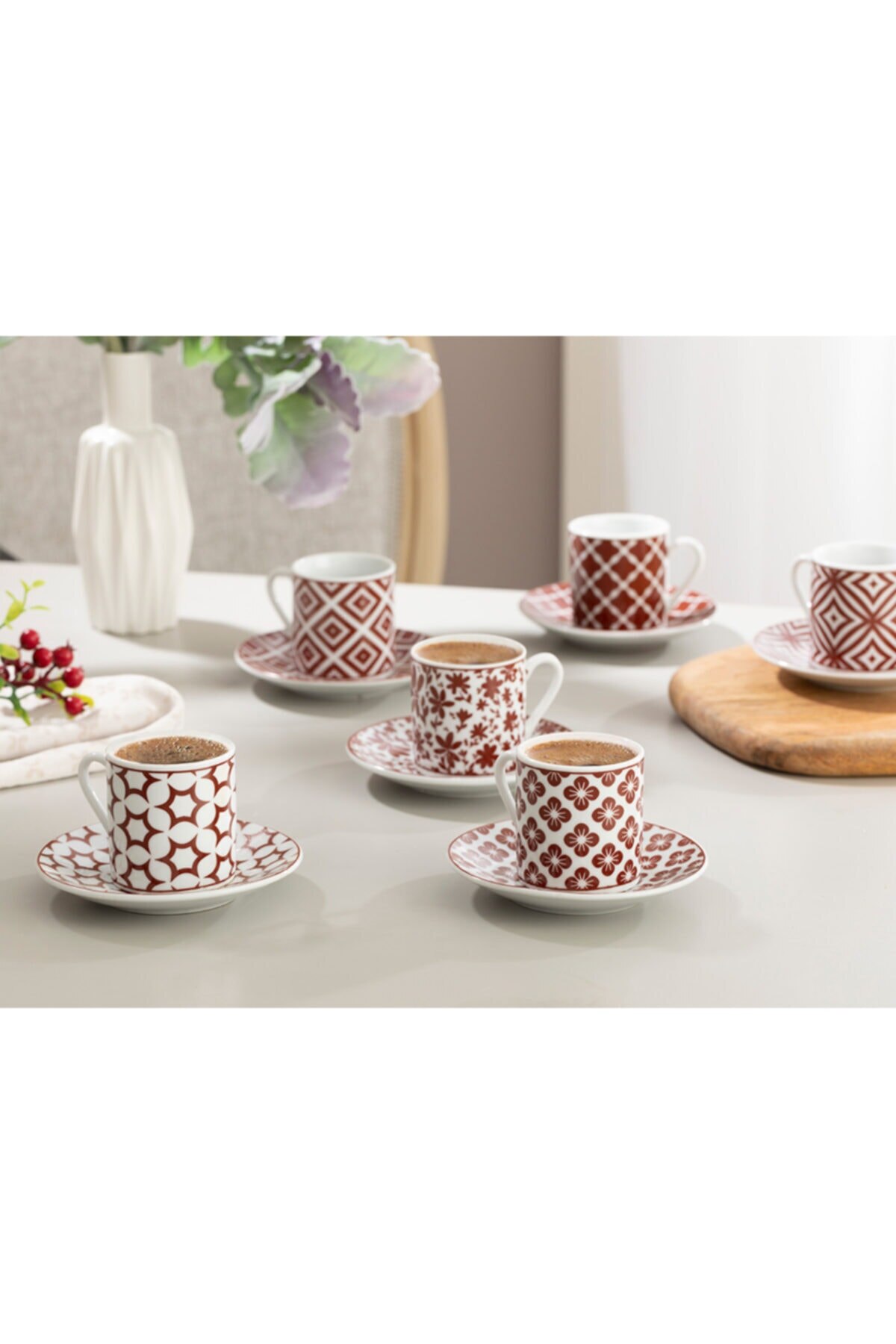 Mira Porselein 6'lı Koffie Cup Pad 80 Ml Kastanjeb... – Vicedeal