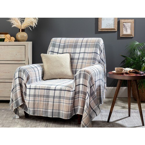 Charline Sofa Throw-Gray/Beige – Grandado