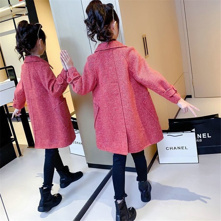 Autumn Coat For Girls Woolen Jacket For Girls Plai... – Grandado