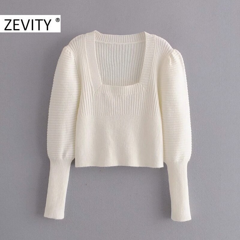 ZEVITY women high street square collar knitting sw... – Grandado