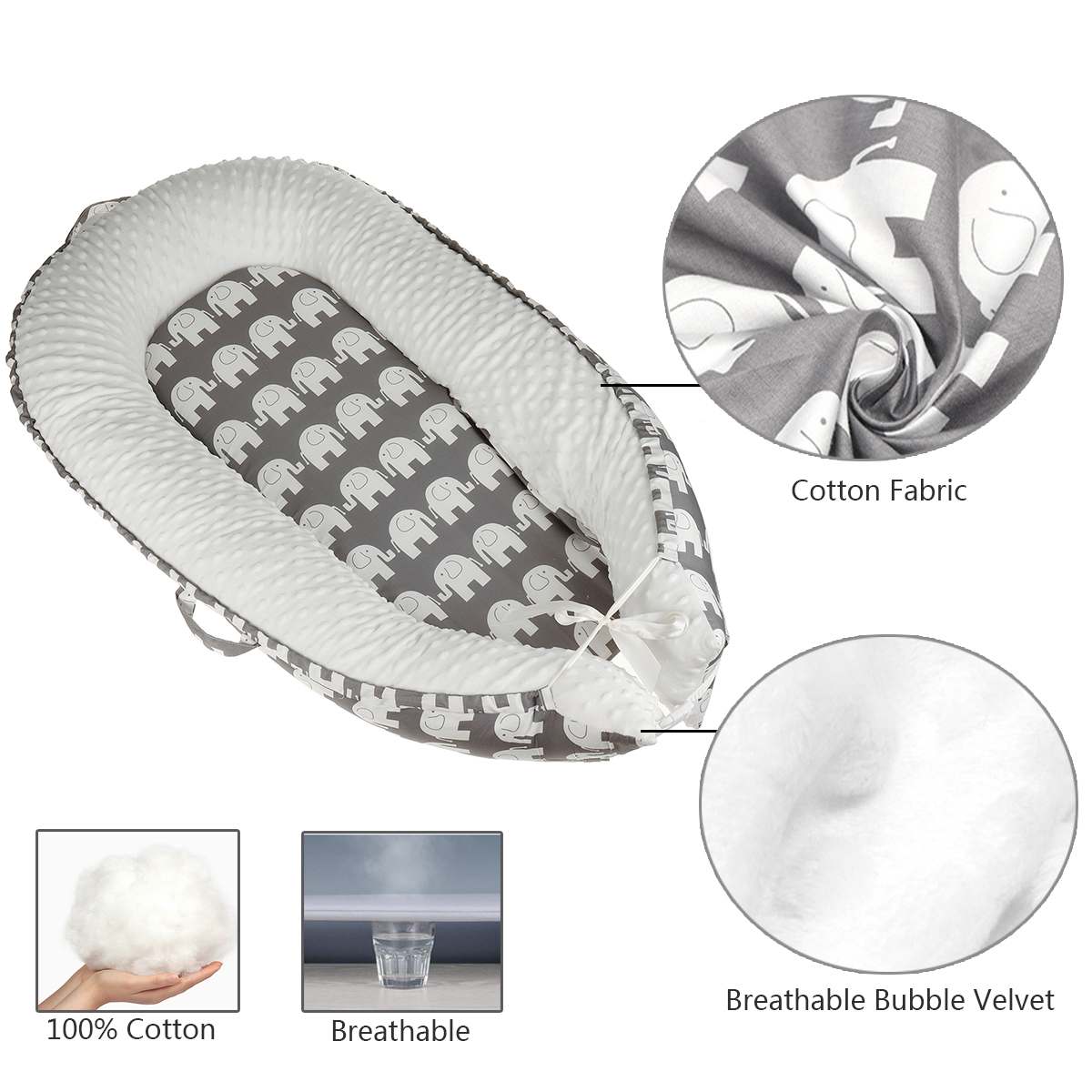 Baby Lounger Baby Nest Portable 90x51cm Cotton Bab... – Grandado