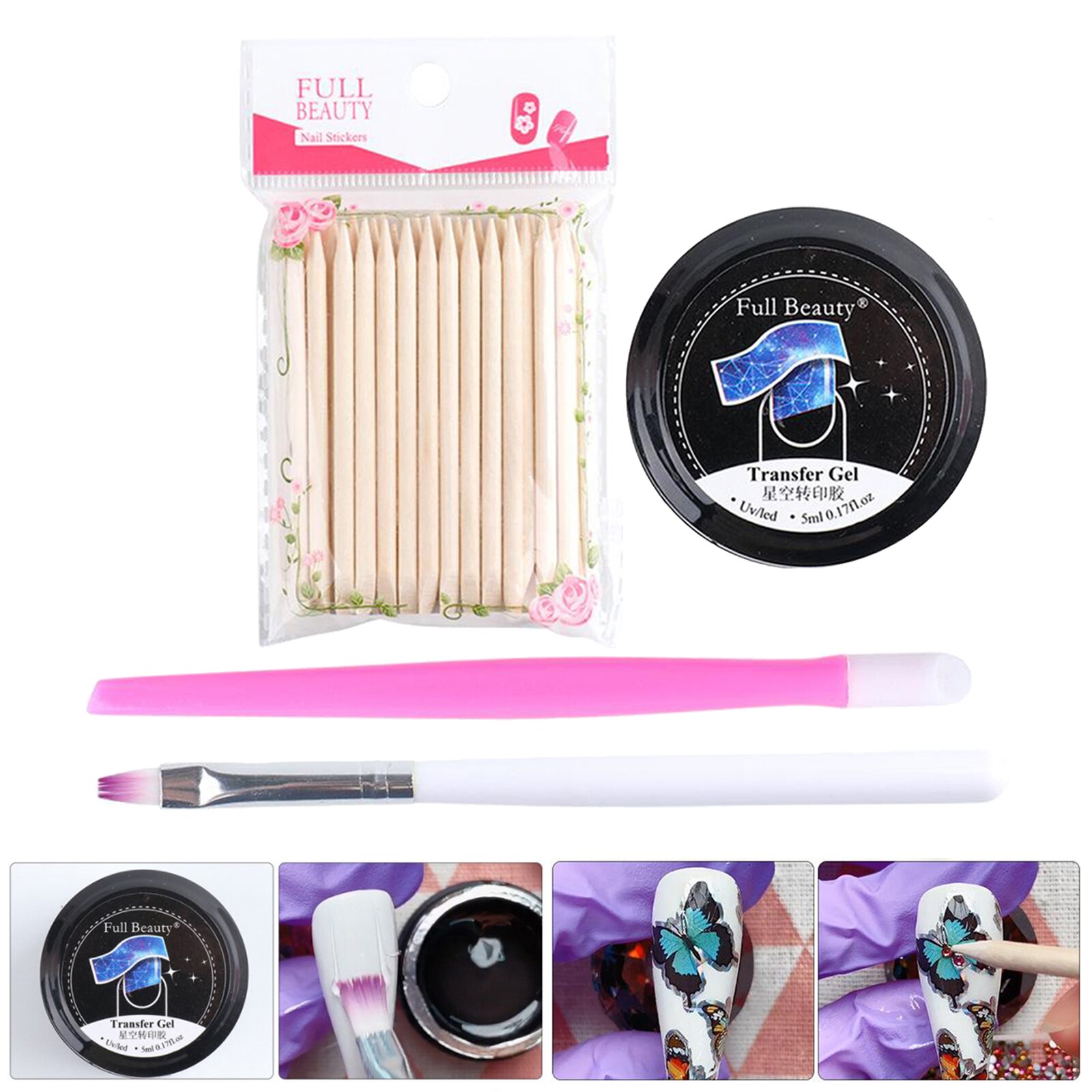 5Ml Nail Folie Transfer Gel Set Led Nail Art Lijm ... – Grandado