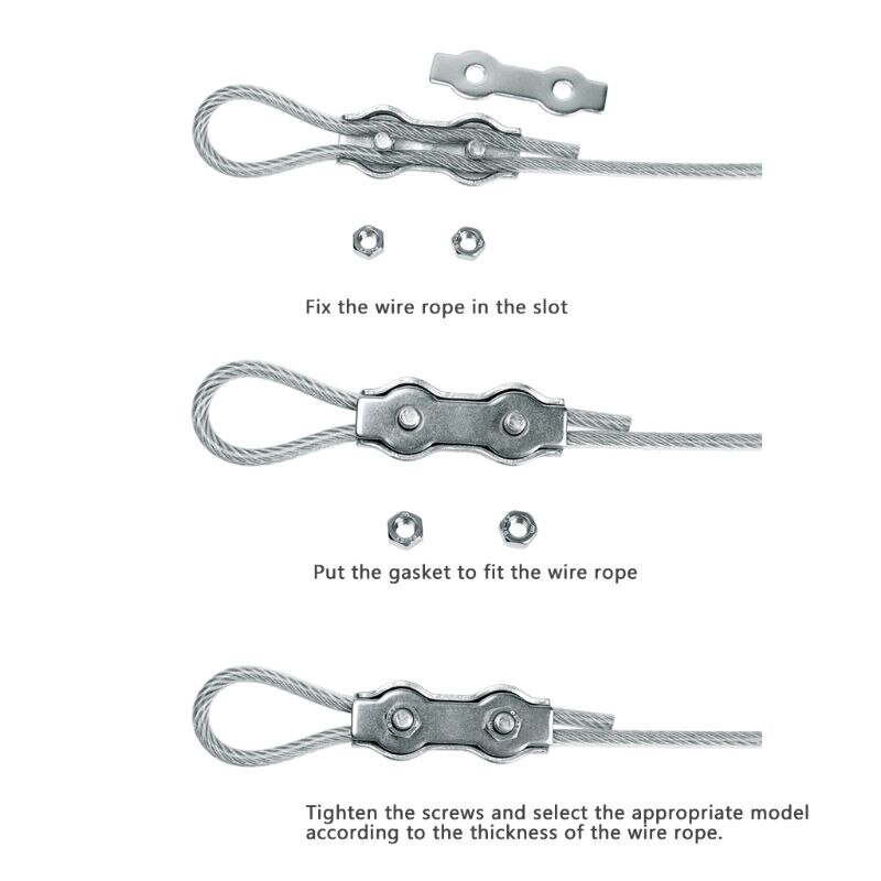 2pcs stainless steel wire rope clamps double clamp... – Vicedeal