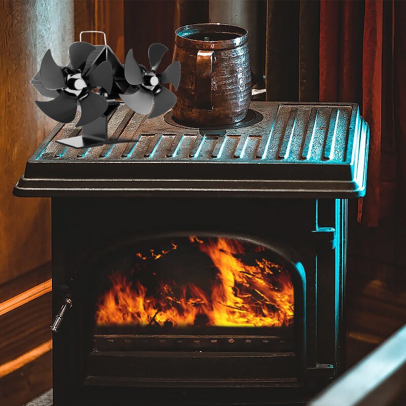10 Blade Fireplace Fan Double Headed Silent Therma... – Vicedeal