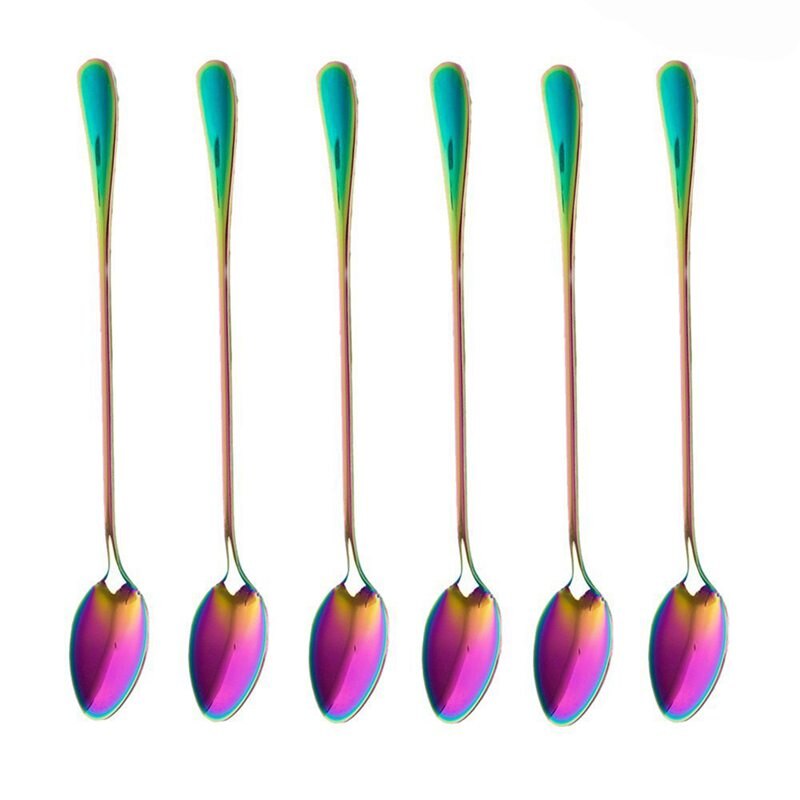 Coffee Teaspoons, Set of 6 Rainbow Color Coffee Sp... – Grandado