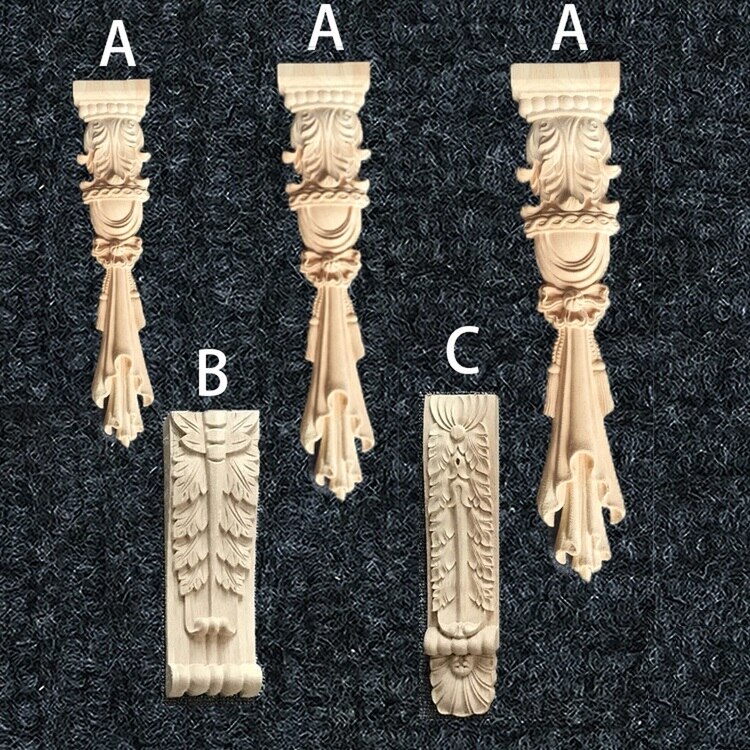 2Pcs/Lot Unpainted Solid Rubber Wood European Carv... – Grandado