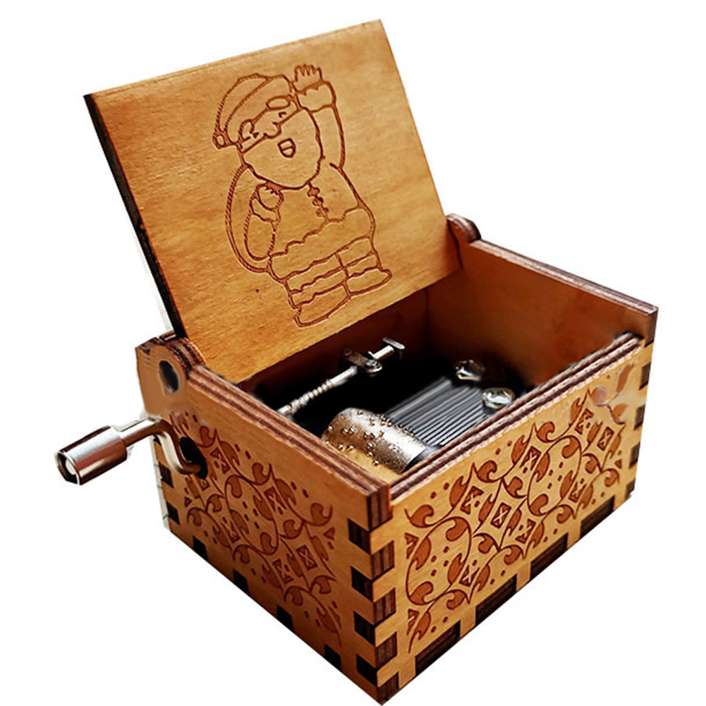 Classic Santa Claus Wooden Hand Crank Music Box Ar... – Grandado