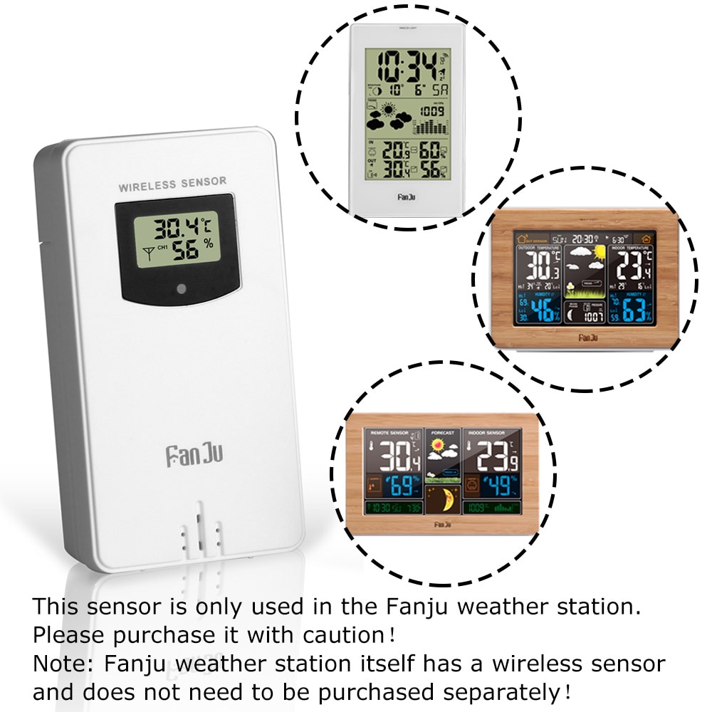 Fanju Digital Temperature Humidity Wireless Sensor... – Vicedeal