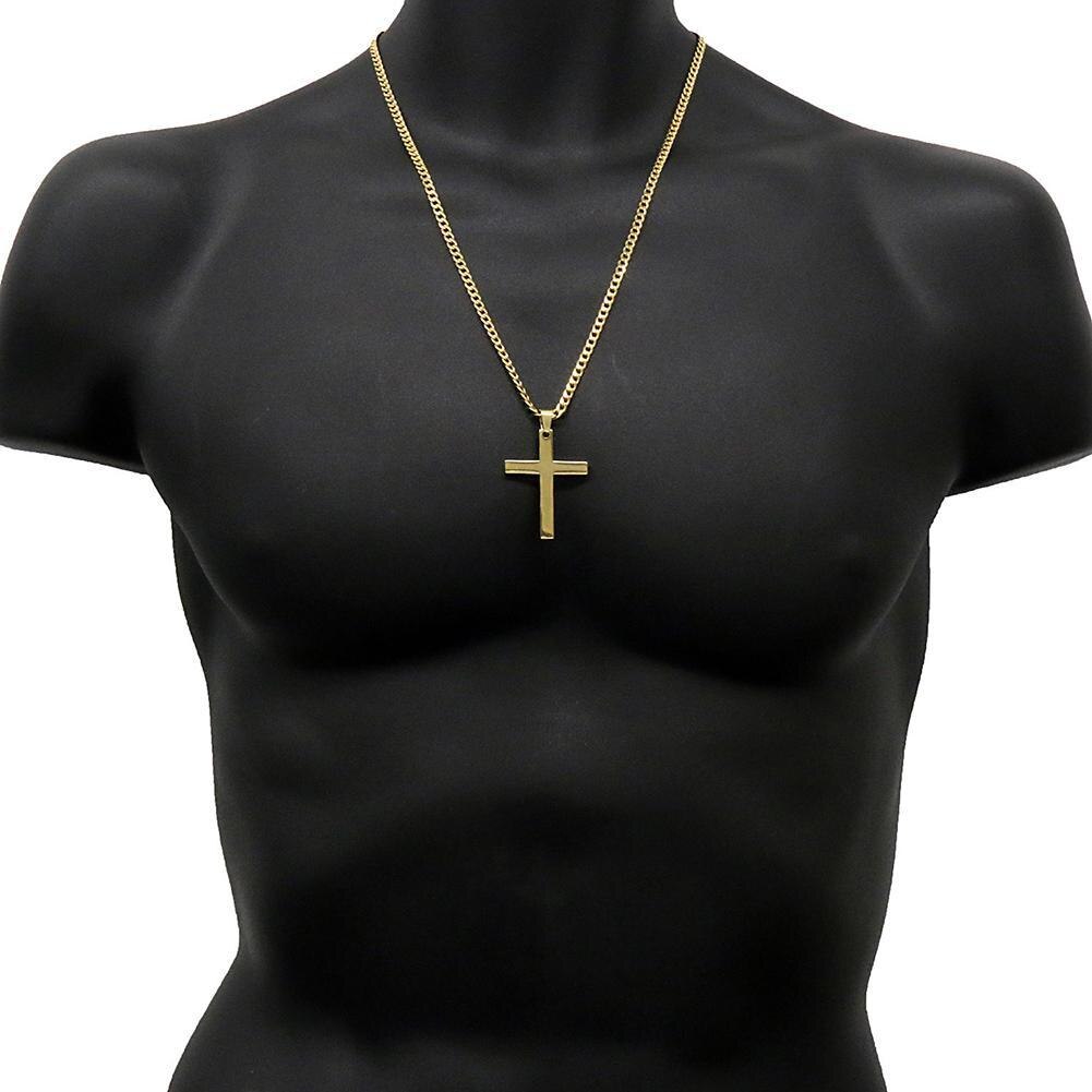 Christian Titanium Staal Mannen Kruis Nacklace Enk... – Vicedeal