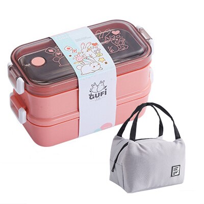 Double Layer Lunch Box Cartoon Stainless Steel Lea... – Grandado