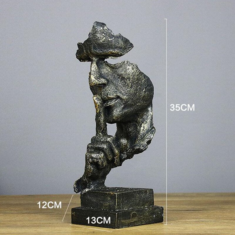 Home Decor Man Head Keep-silence Figure Man Sculpt... – Vicedeal