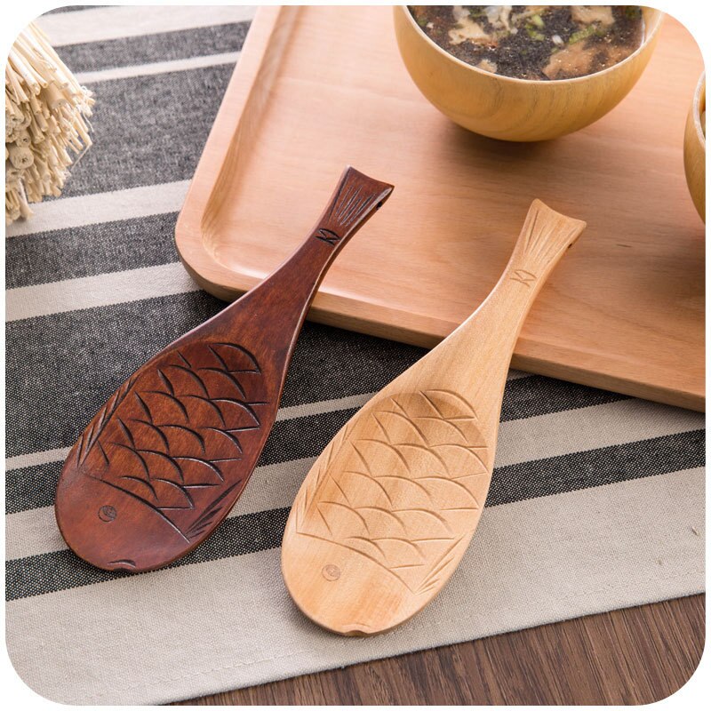Nanmu Fish-shaped Rice Spoon Rice Paddle Hand-carv... – Grandado