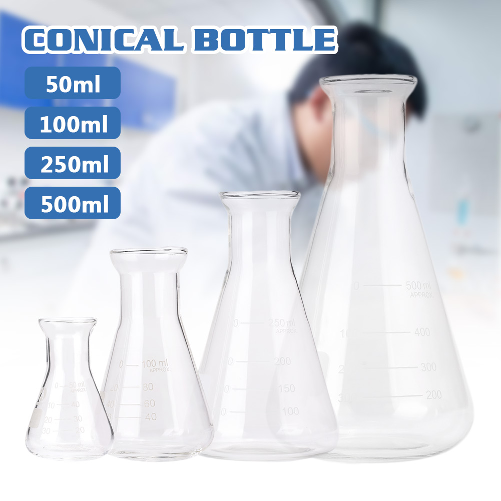 Konisk kolbe erlenmeyer 50ml-500ml borsilikatglas ... – Grandado