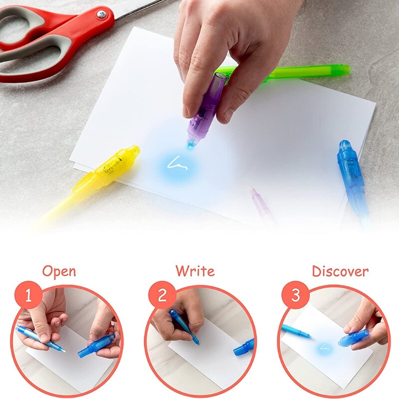 Colorful Invisible Ink Pen Magical Ink Pen with UV... – Vicedeal