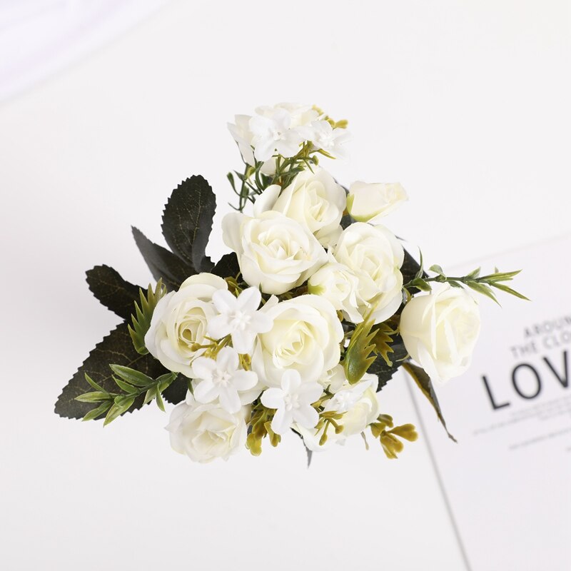 1 stycken konstgjorda rosor bukett bröllop juldeko... – Grandado