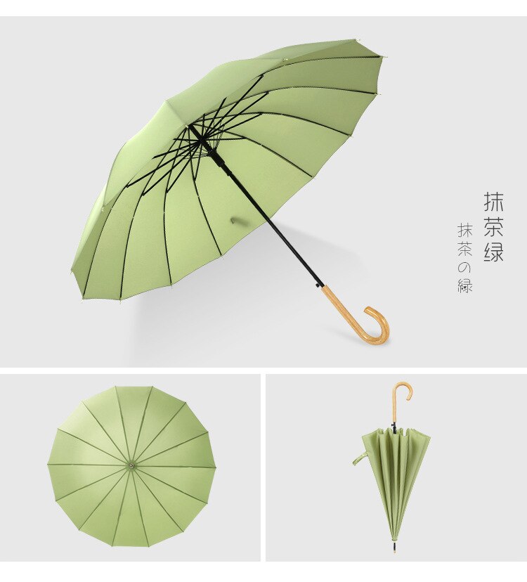 16K Steel Frame Solid Color Straight Umbrella Smal... – Grandado