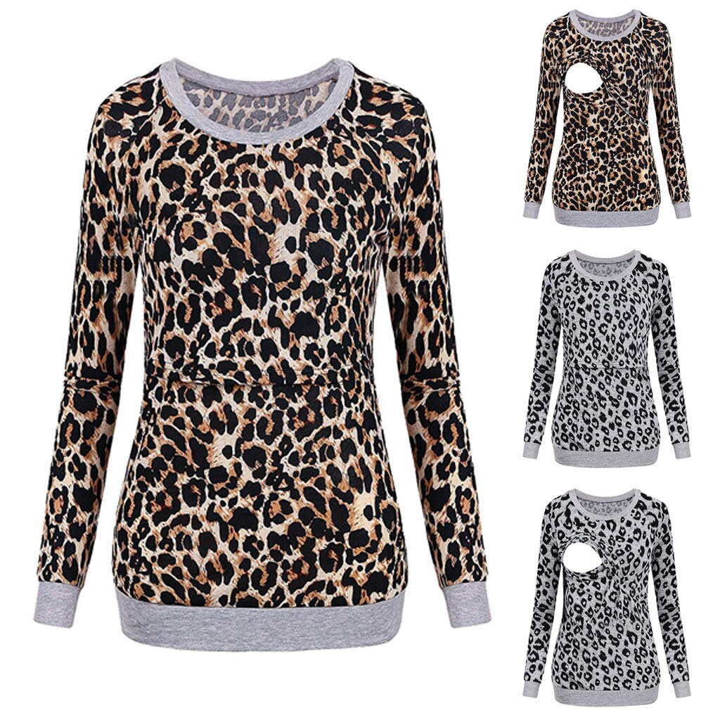 Leopard Print Blouse Maternity Clothes Pregnant Ma... – Grandado