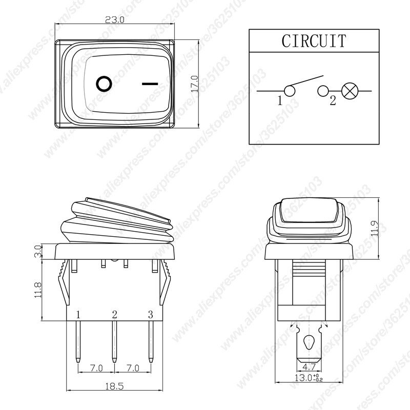 1PC 3Pin Rocker Switch 21mm X 15mm O - With 220V L... – Grandado