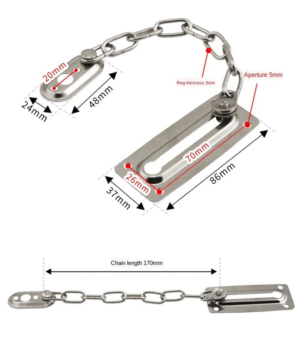 Schuifdeur Bouten Chrome Deurvergrendeling Chain B... – Grandado