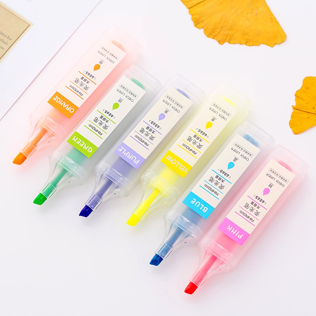 6pcs/Set Kids Highlighter Set Slanted Nib Smooth W... – Grandado