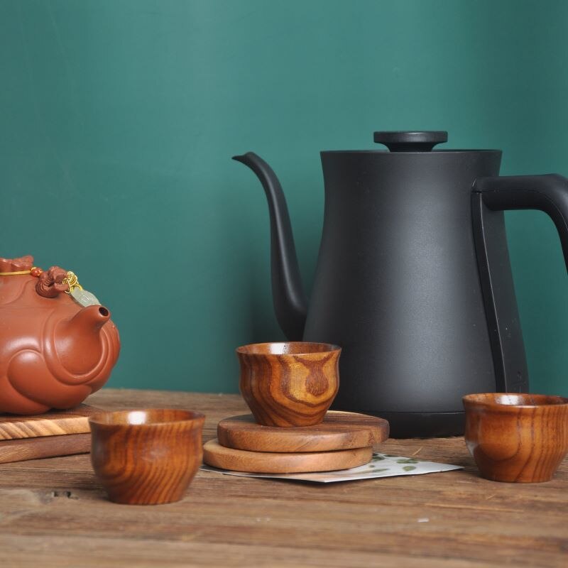 Teacup de madera maciza de estilo japonés, vaso de... – Grandado