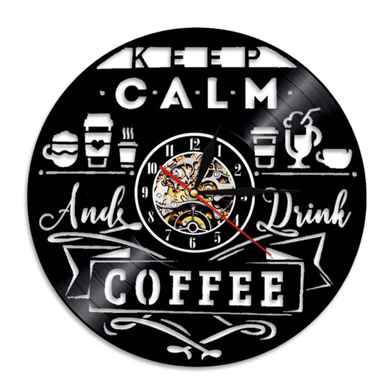 Keep Calm Coffee Vinyl Record Clock Cafe Wall Art ... – Grandado