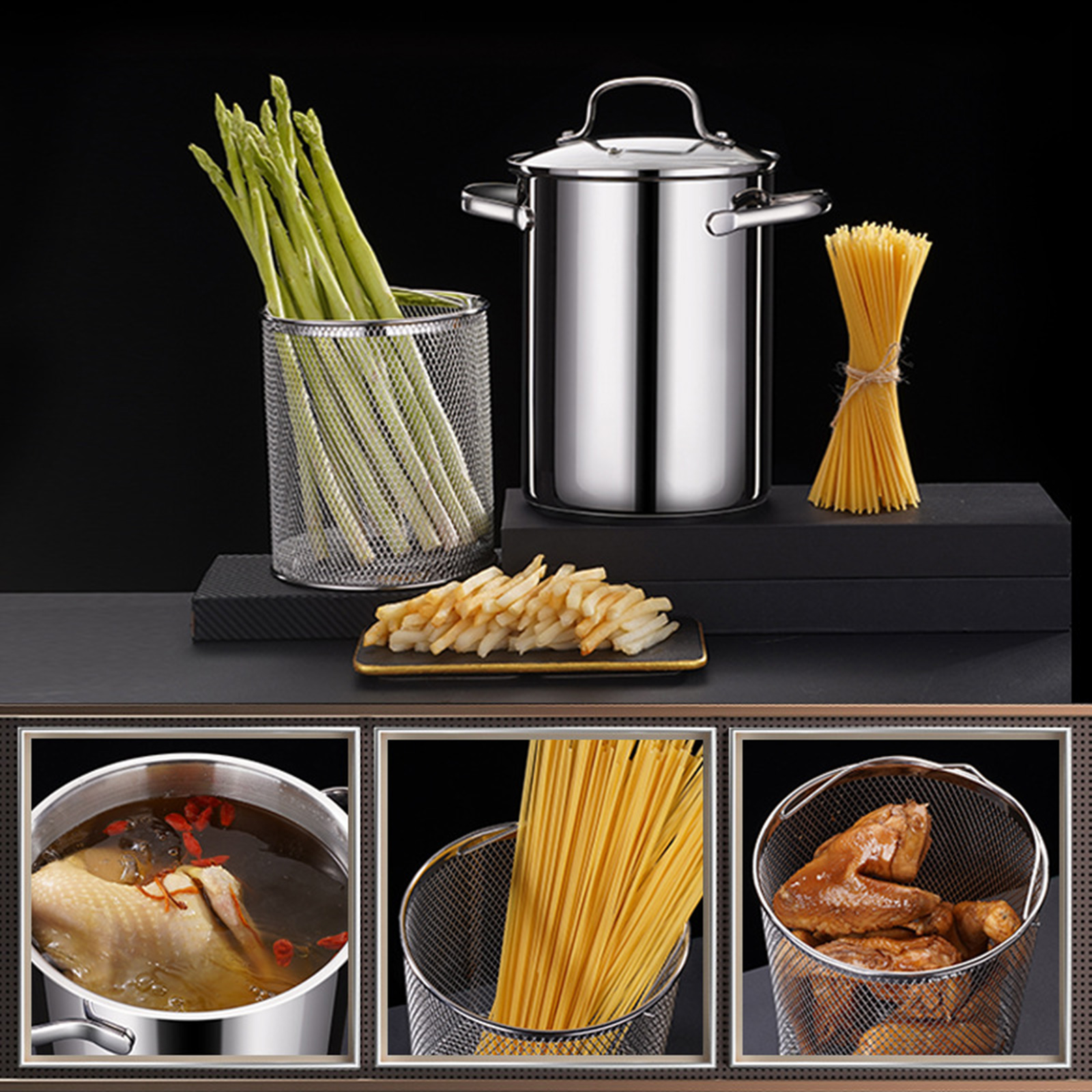 304 Rvs Vet Opslag Pot Mini Friteuse Pot Met Zeef ... – Vicedeal