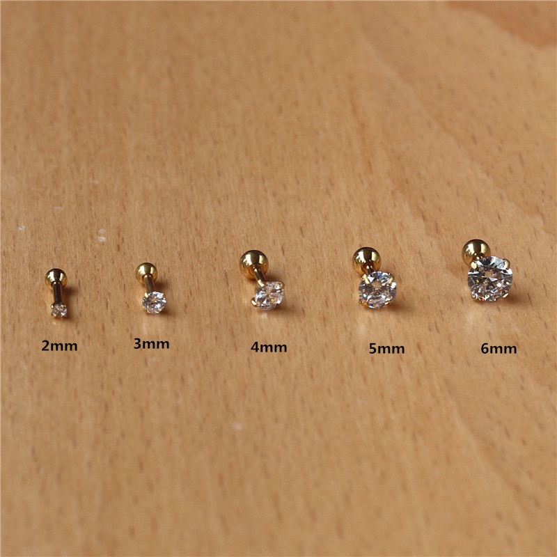 316l Stainless Steel Screw-back Zircon Stud Earrin... – Grandado