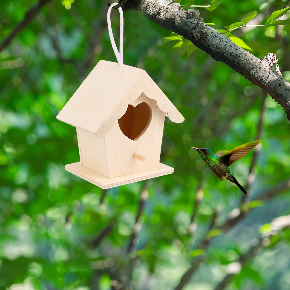 Heart Shaped Bird Nest Natural Wooden Bird House H... – Vicedeal