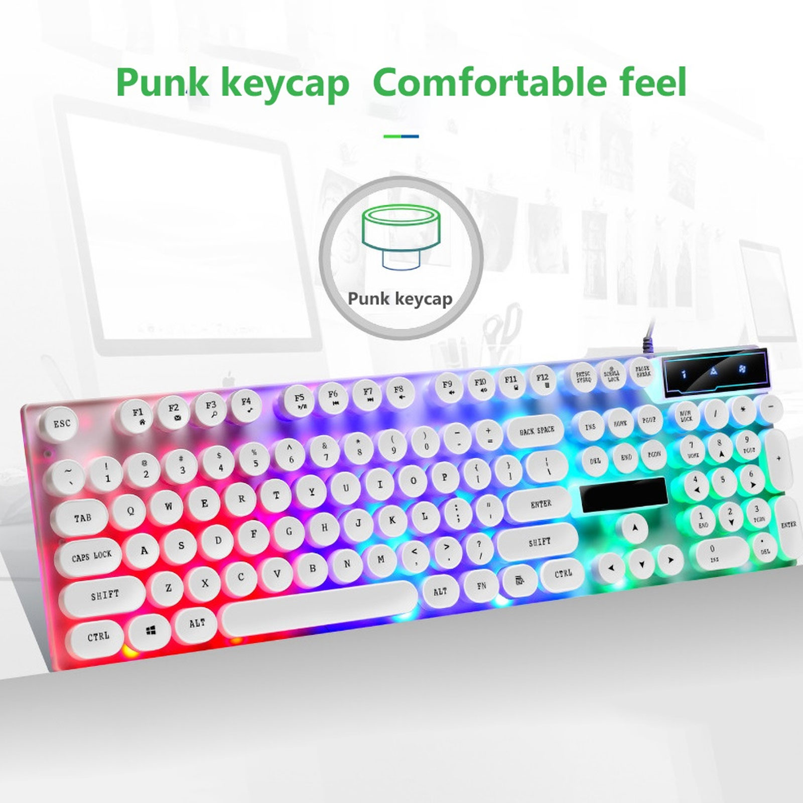 Vococal 104-Key Colorful Backlit Wired Mechanical ... – Grandado