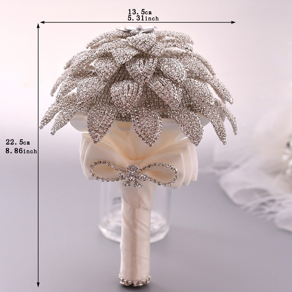 Silver Luxury Crystal Flower Bouquet Wedding Flowe... – Grandado