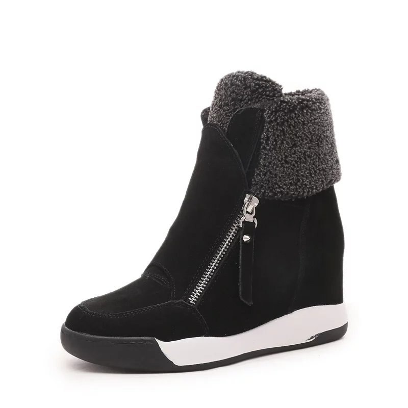 Botas femininas cunhas altura crescente virar bord... – Vicedeal