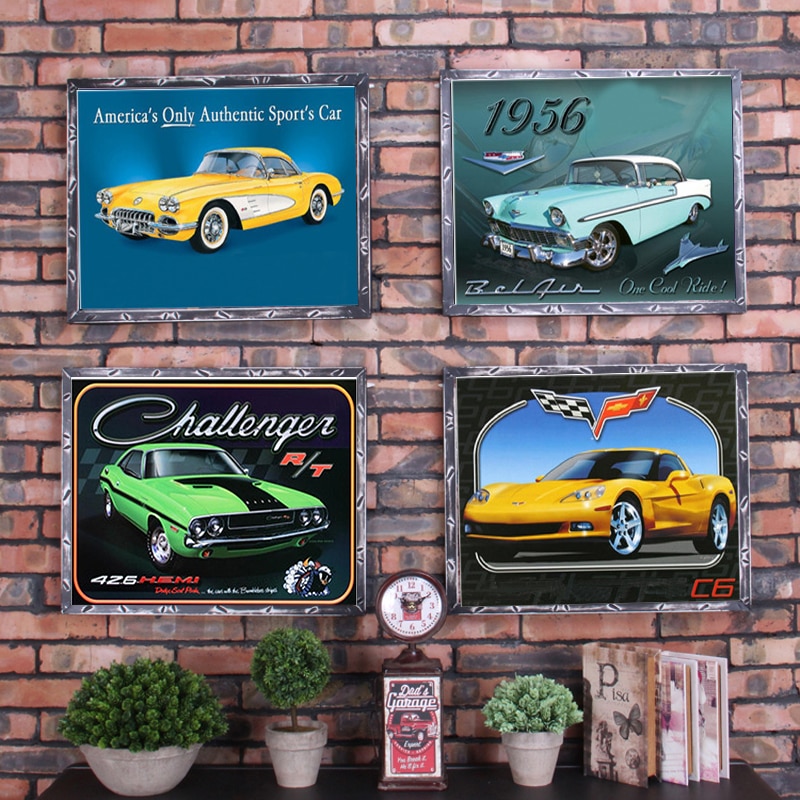 Retro Car Vintage Metal Plate Tin Signs Wall Poste... – Grandado