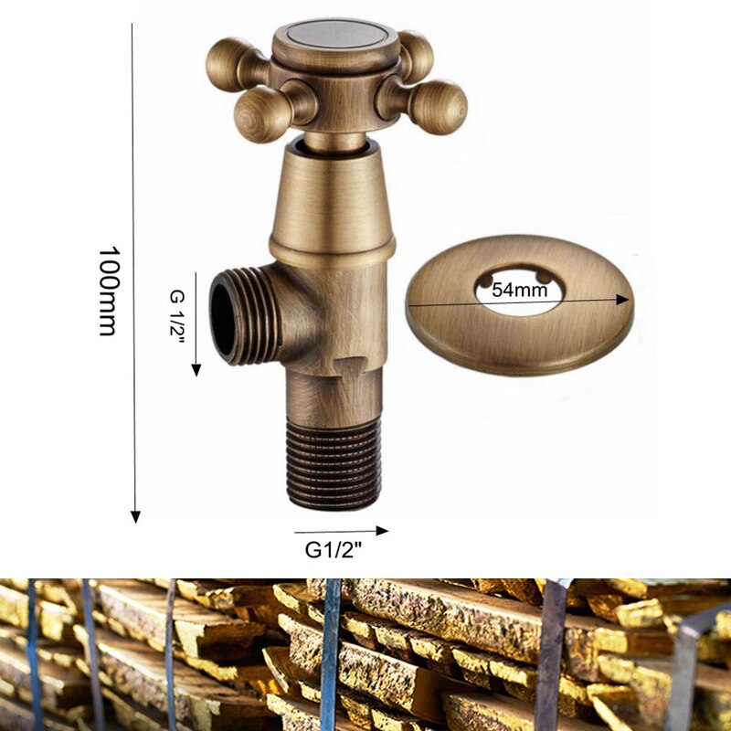 1/2" x 1/2"Antiuqe Brass Angle Stop Valv... – Grandado