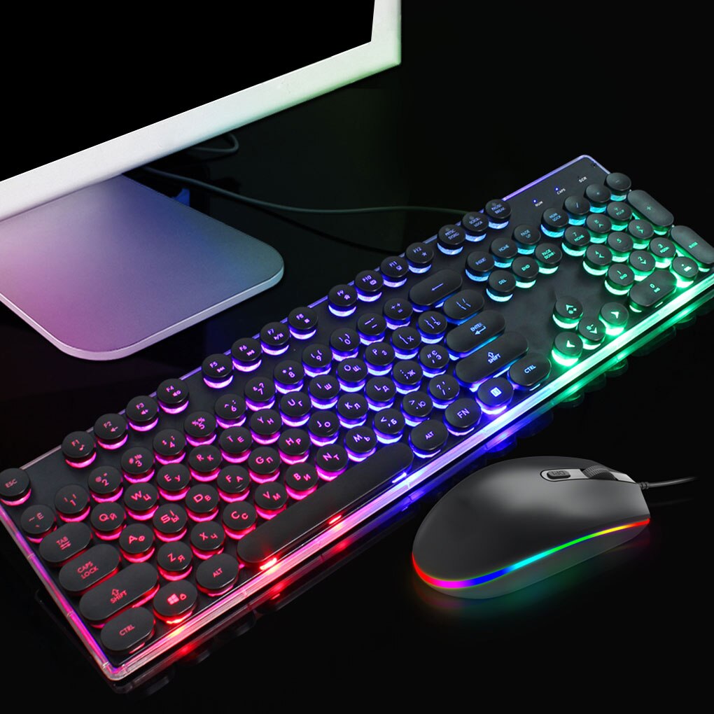 Russian Backlit Gaming Keyboard Mouse Set RGB Opti... – Vicedeal