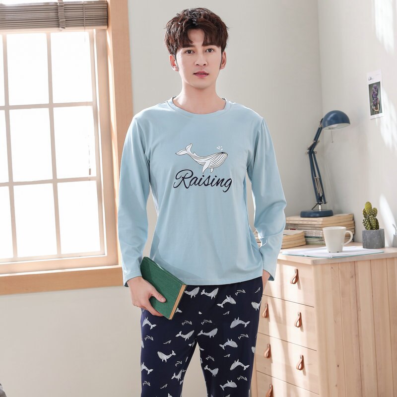 Stripe pajamas men long sleeve pijama set for male... – Grandado