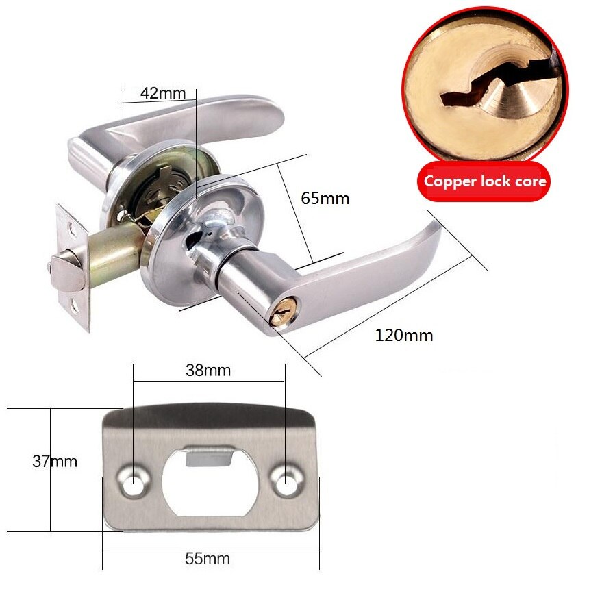 stainless steel door knob lock door handles for in... – Grandado