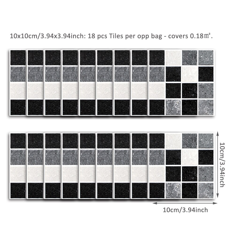 18pc Black white wall stickers bathroom self-adhes... – Grandado